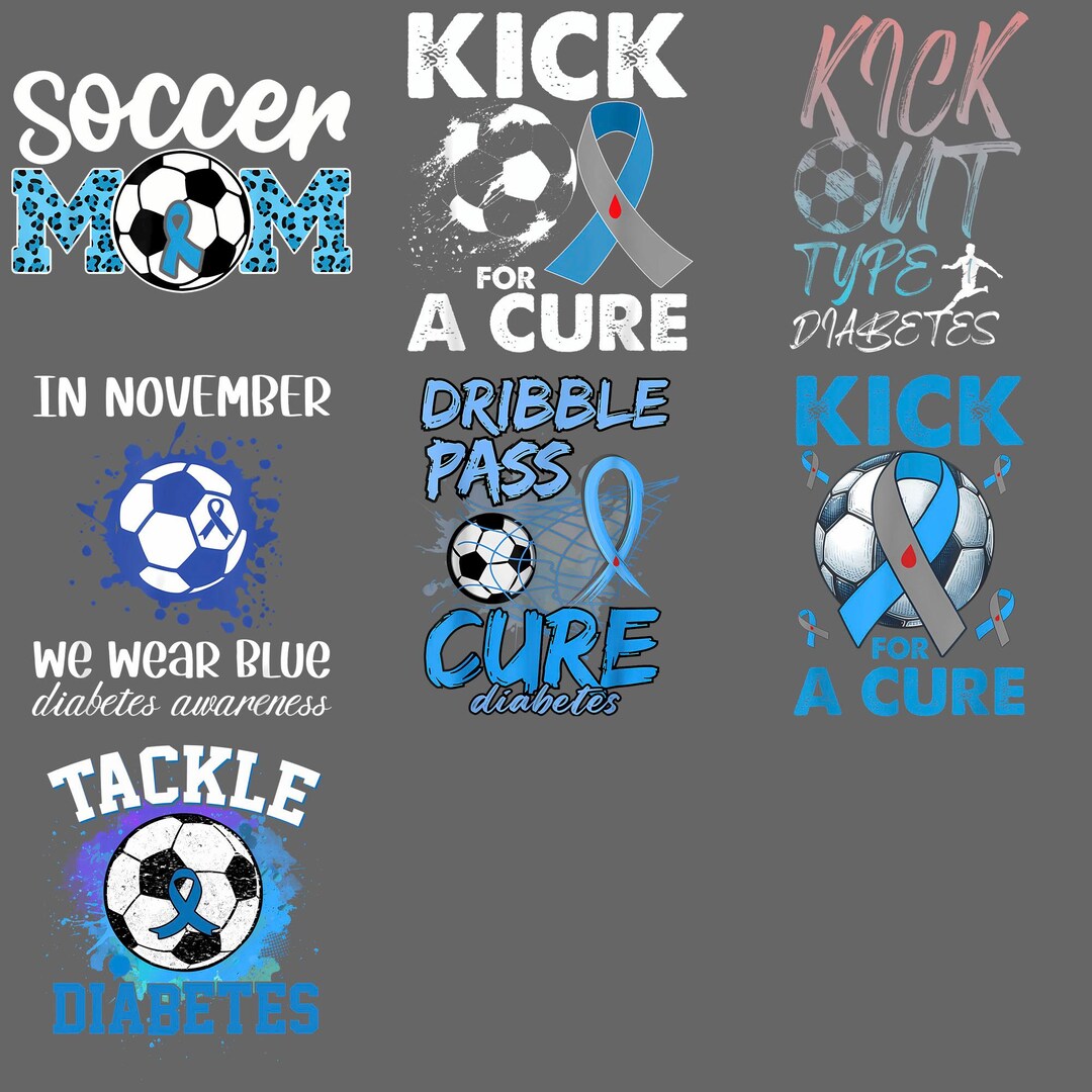 Kick for A Cure Soccer PNG – Type 1 Diabetes Awareness Month Clipart ...