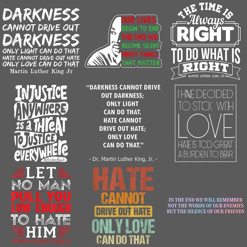 MLK Day PNG Clipart – Retro Martin Luther King Quotes Black History ...