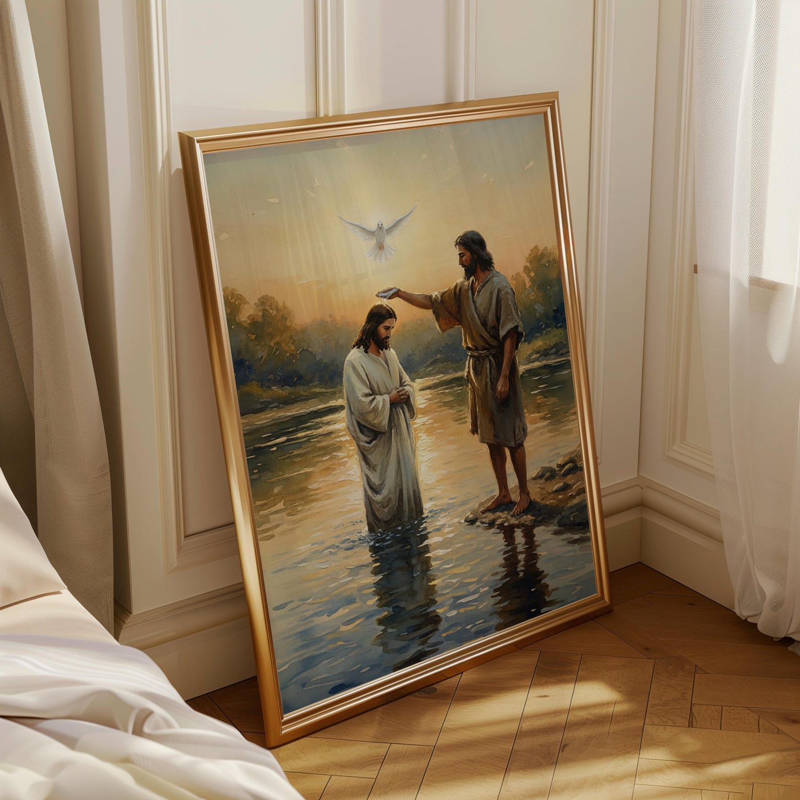 Jesus Being Baptized by John the Baptist With Holy Water, Bible Homely ...