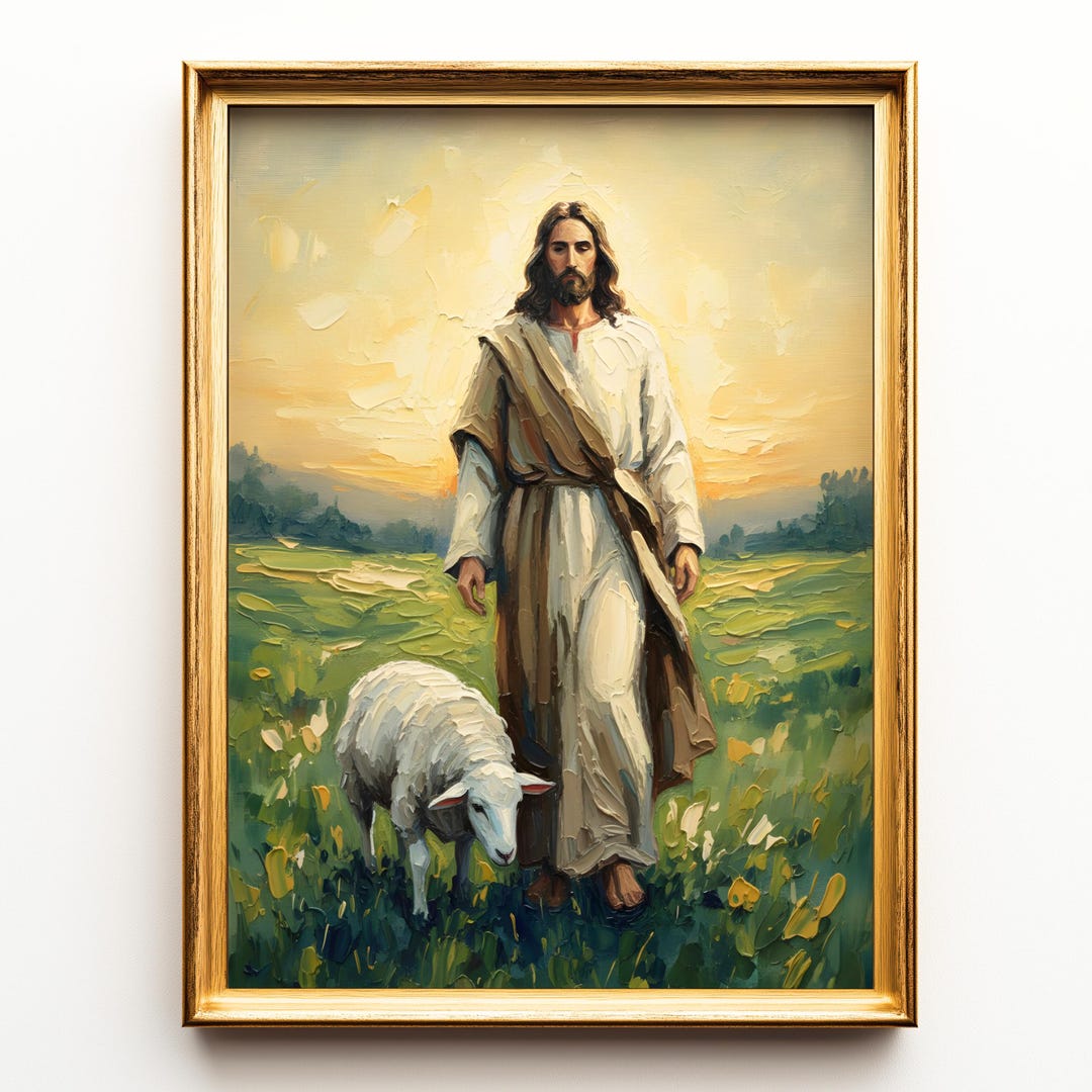 Jesus Shepherd Art: Parable Lost Sheep Printable, Leaving the 99 Art ...