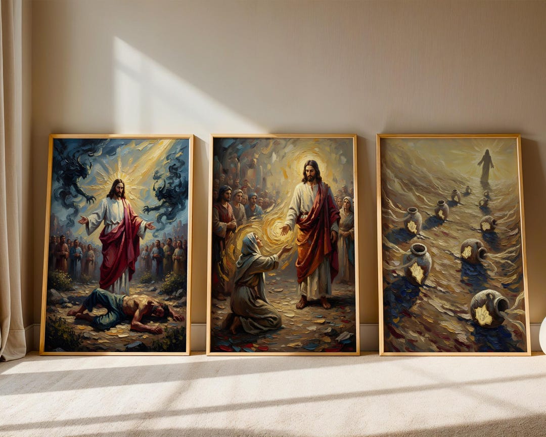 Three Pieces Jesus Christ Miracles Wall Arts: Catholic Chritianity ...