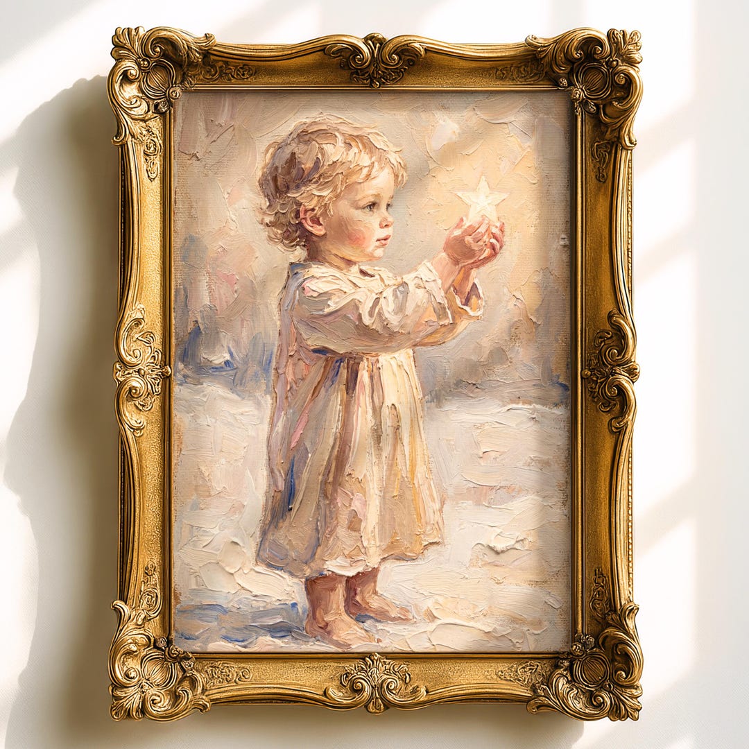 Baby Jesus Holding Guide Star: Christianity Watercolor, Holiday Wallart ...