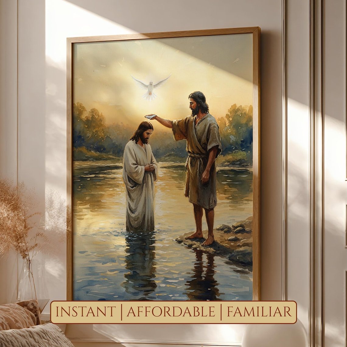 Jesus Being Baptized by John the Baptist With Holy Water, Bible Homely ...