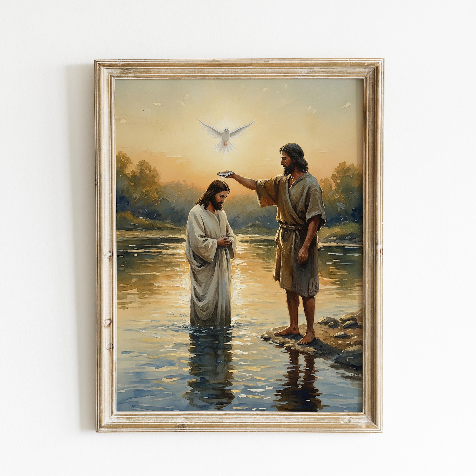 Jesus Being Baptized by John the Baptist With Holy Water, Bible Homely ...