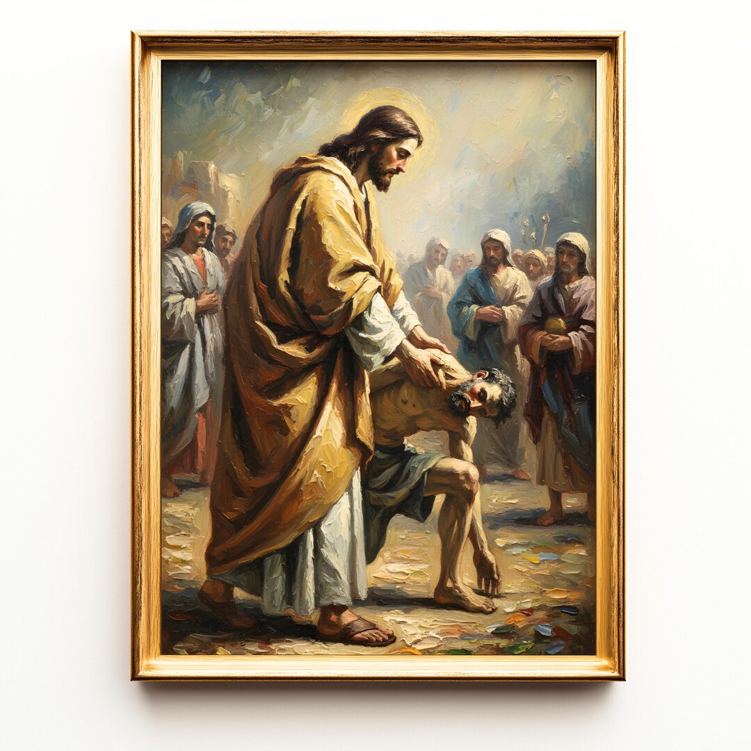 Jesus Heals Paralytic Christian: Miracle Christ Painting, Christianity ...