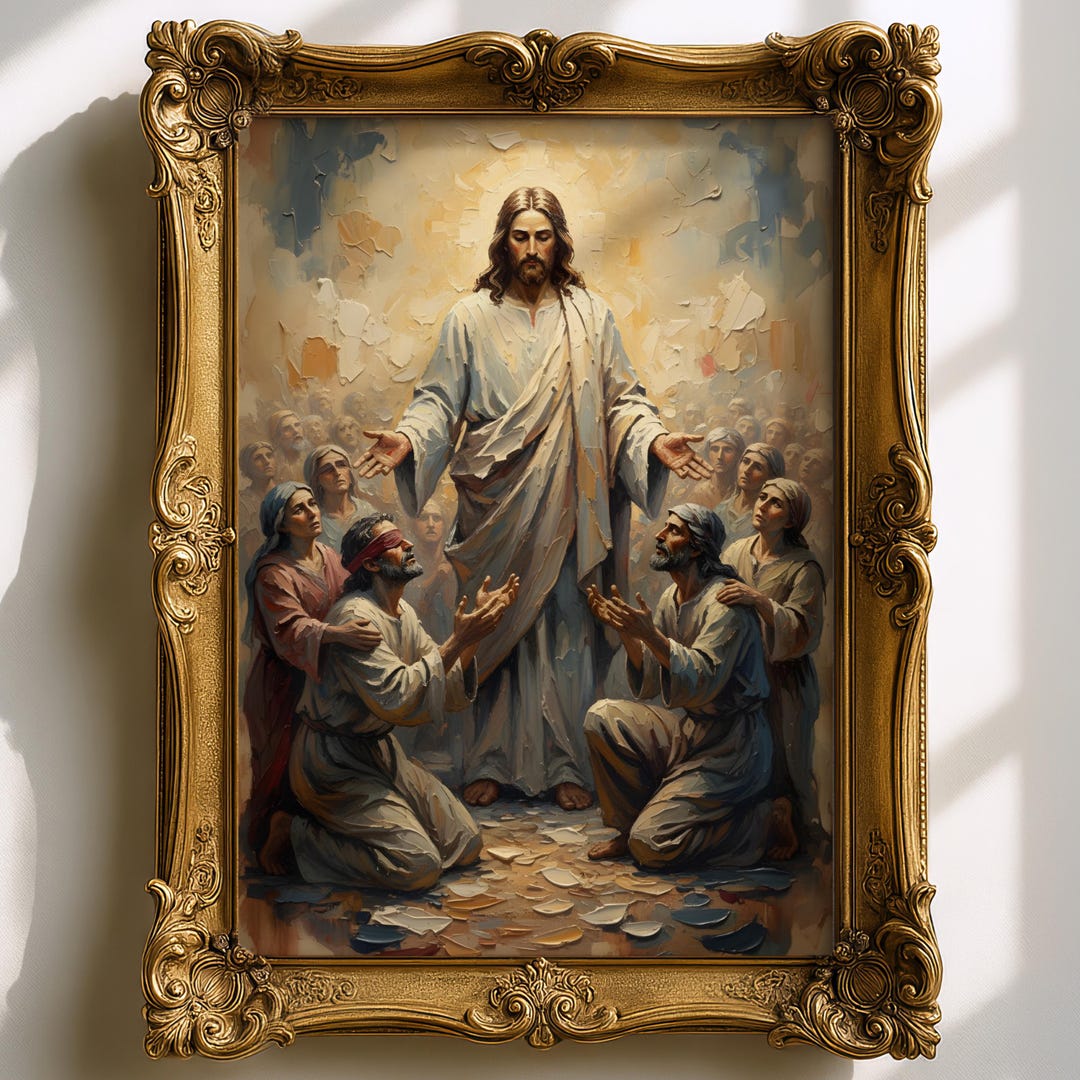 Miracle Jesus Christ Painting: Heals Sickness, Christian Vintage ...