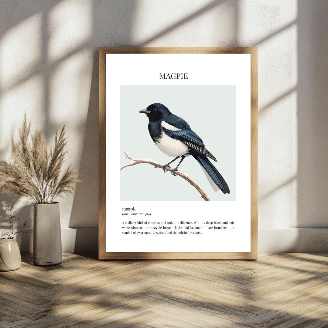Magpie – Vintage Bird Illustration Printable - Etsy
