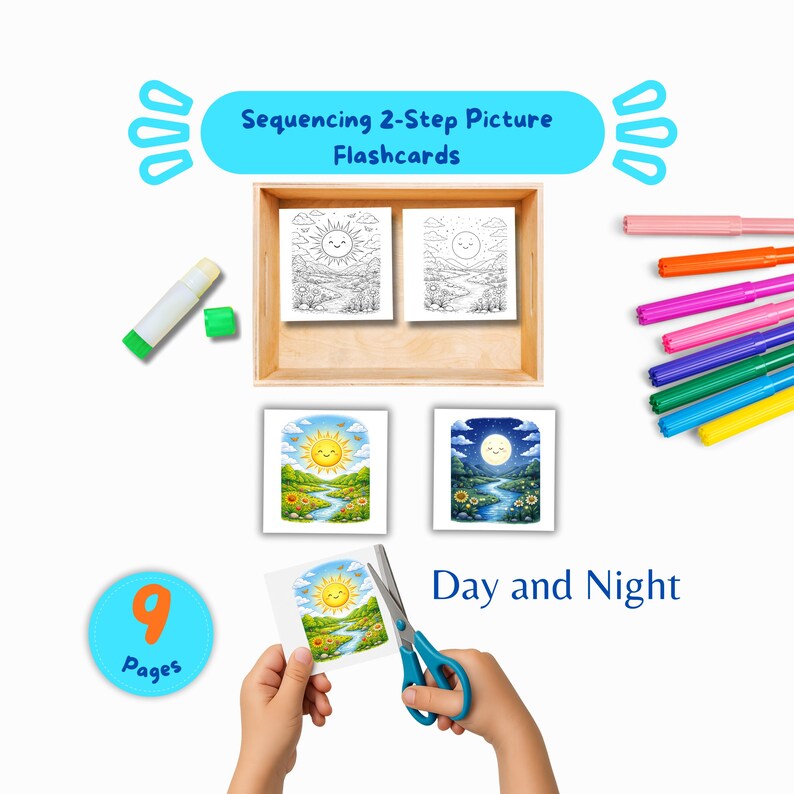 Day and Night Sequencing Cards, Motor Skills Activity, Printable ...