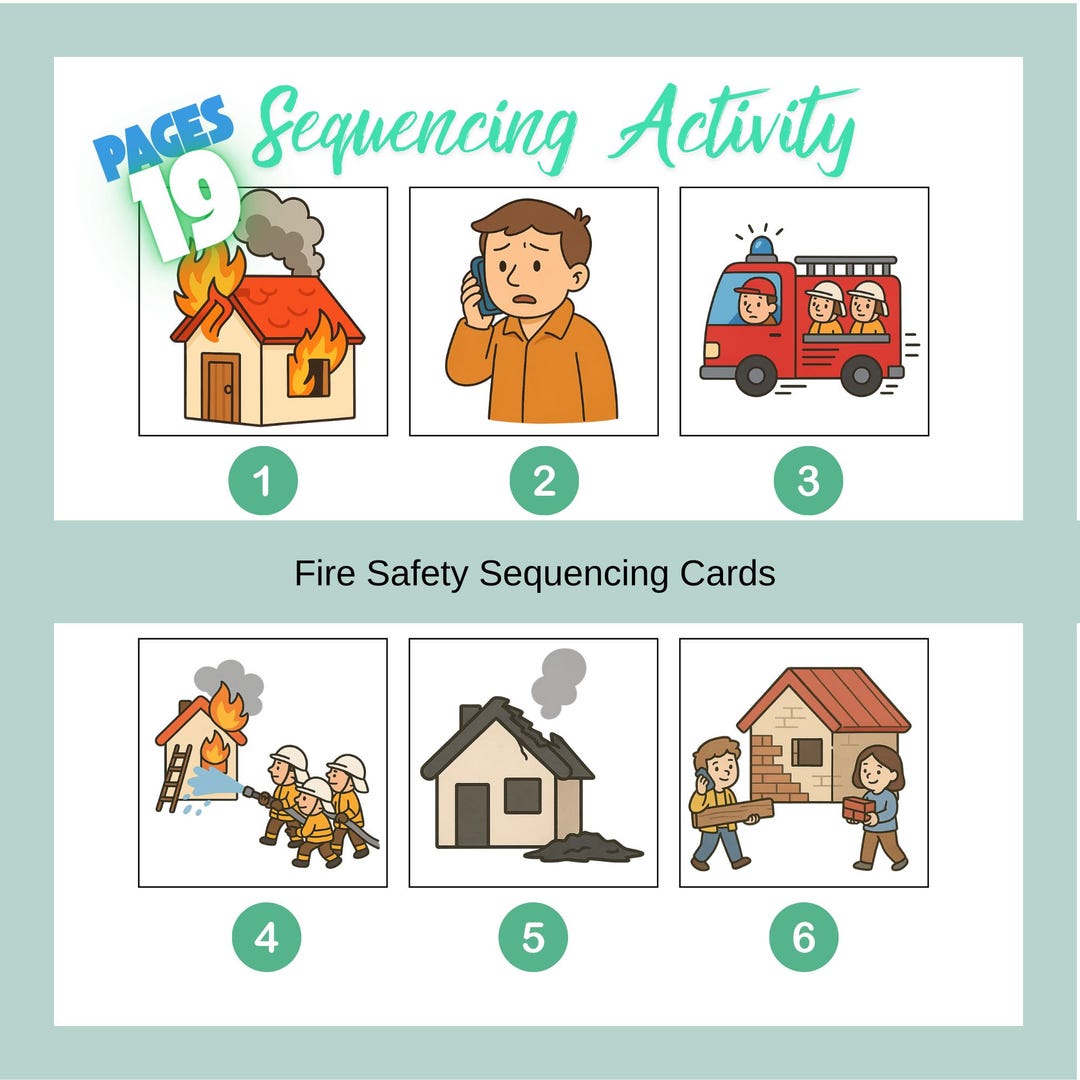 Fire Safety Sequencing Cards , Printable Story Sequence Activity - Etsy