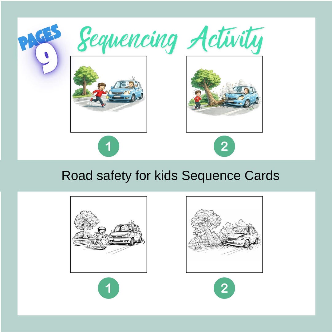 Road Safety for Kids Sequencing Cards, Motor Skills Activity, Printable ...
