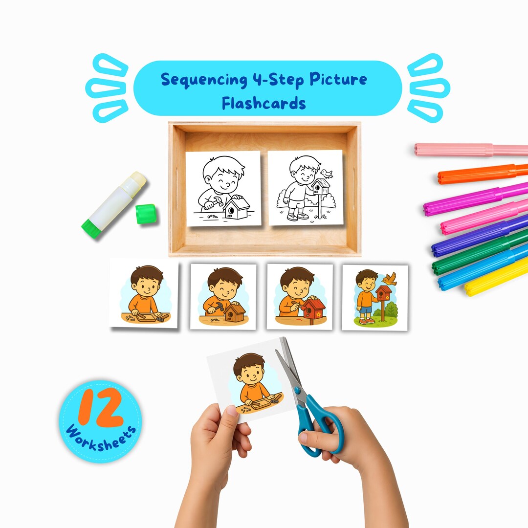 Birdhouse Sequencing Activity for Kids | Printable Story Cards | Cut ...