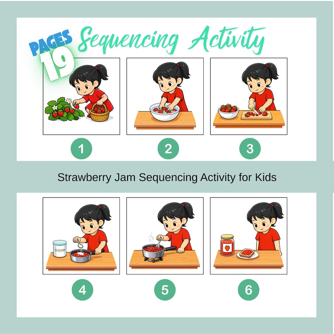 Strawberry Jam Sequencing Activity for Kids – Printable Picture Cards ...