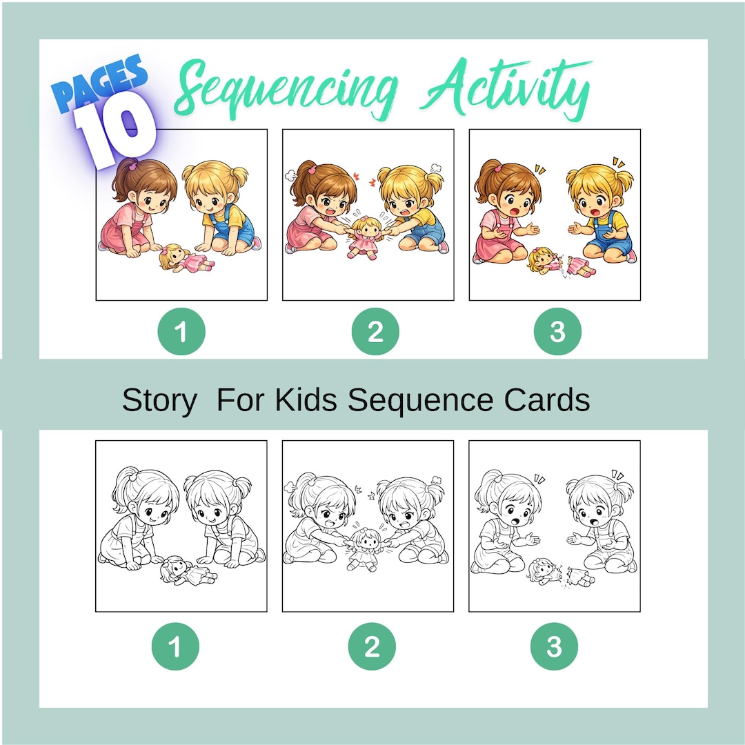 Sequencing 3-step Picture Cards, Printable Story Activity for Kids, Cut ...