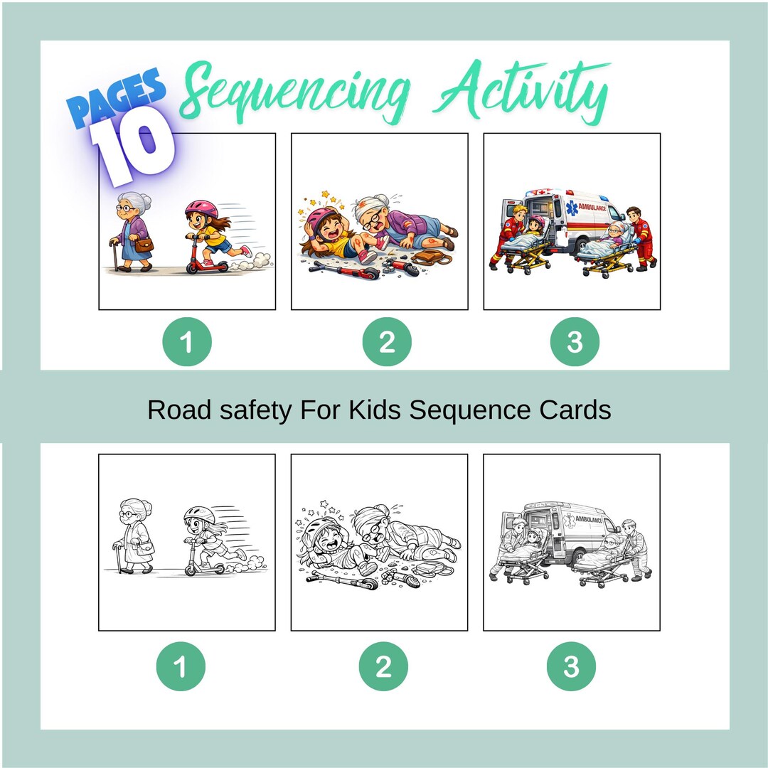 Road Safety for Kids Sequencing Cards, Motor Skills Activity, Printable ...