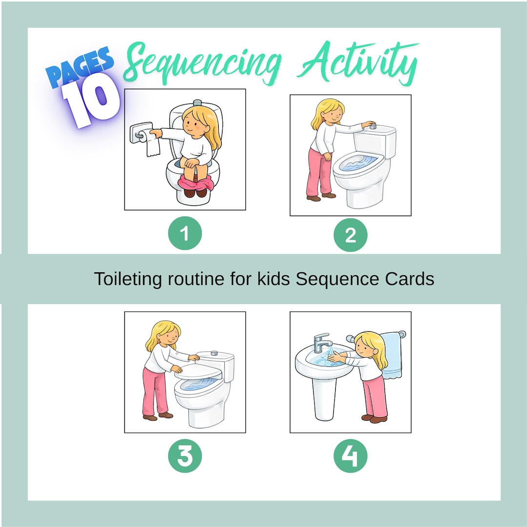 Histoire séquentielle en 4 étapes, routine de toilette pour les enfants ...