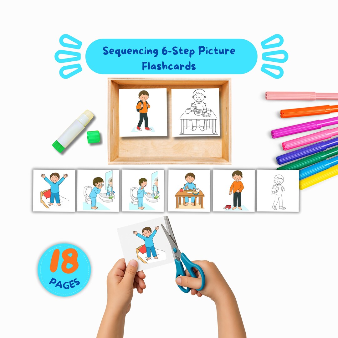Daily Routine Sequencing Cards for Kids, Printable Preschool Activity ...
