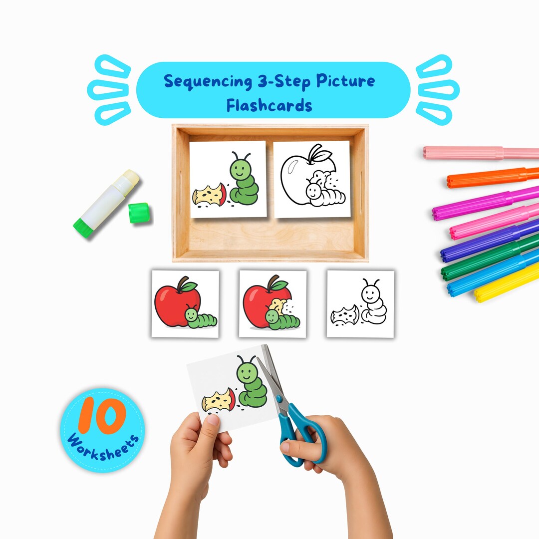 The Caterpillar and the Apple Sequencing Cards, Beginning Middle End ...
