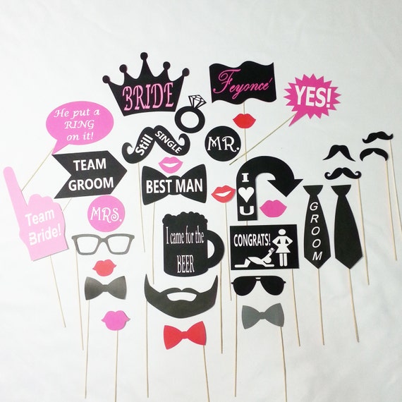 32 Piece Wedding Photo Booth Prop Set Combo | Etsy