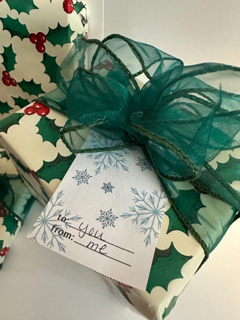 Printable Snowflake Gift Tags | Blue & Silver Winter Holiday (instant ...
