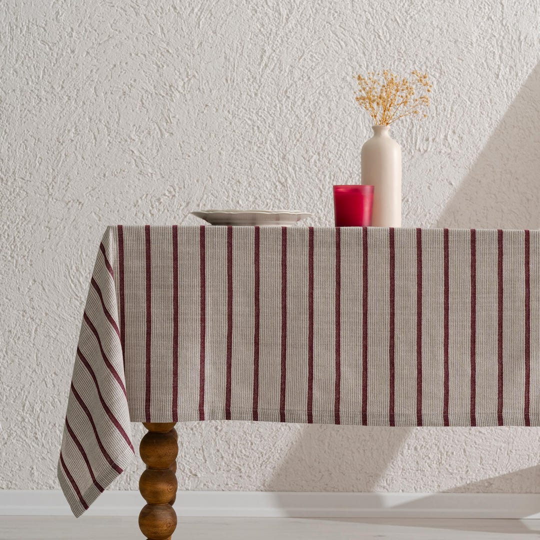 Striped Vintage Tablecloth – 100% Cotton, Rustic Dining Table Decor - Etsy