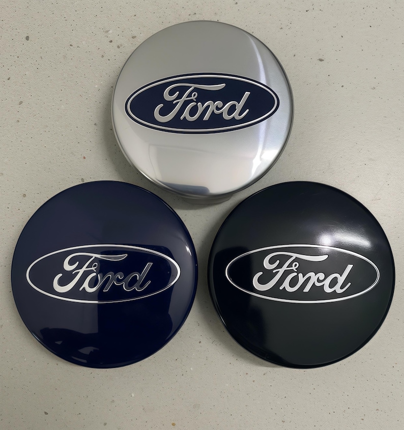 65mm Ford Wheel Center Caps Silver Blue Black Logo, 4 Pack Hub Caps for ...