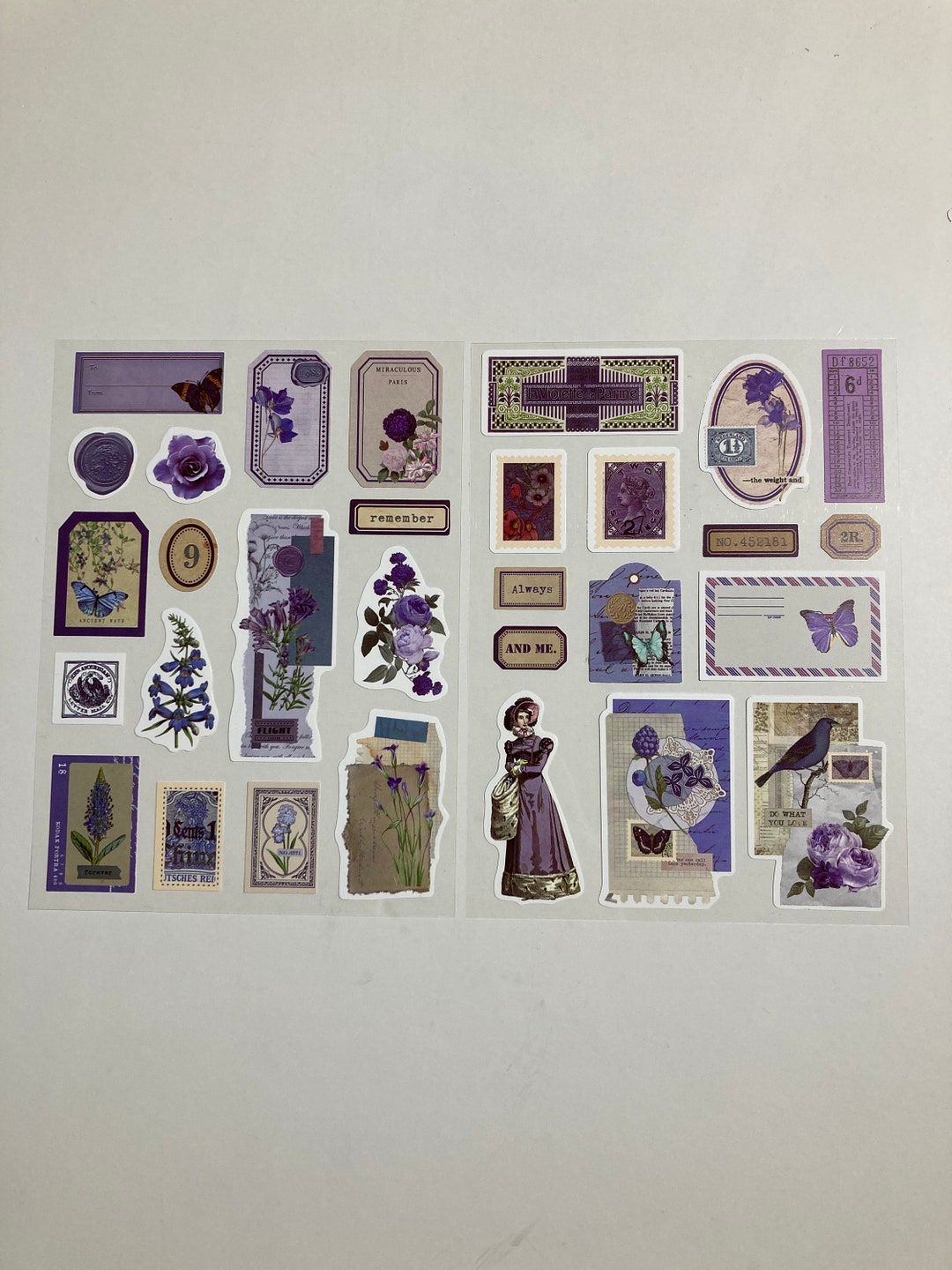 NEW!! Vintage Lavender Collage Paper Sticker Set ( 30 Piece ...