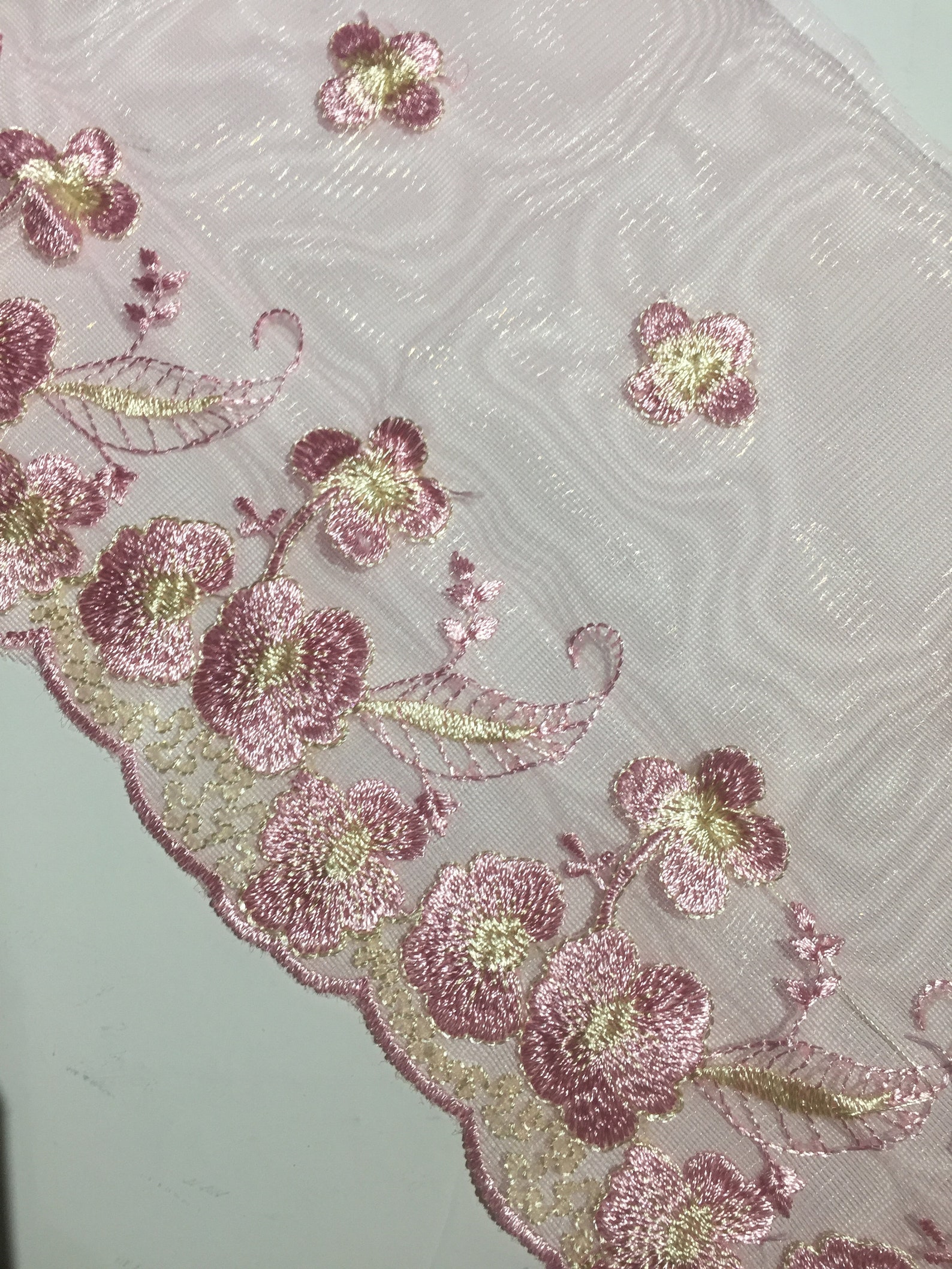 NEW!!! Wide Embroidered Pretty Pink Flower Trim, Sewing, Embellishments ...
