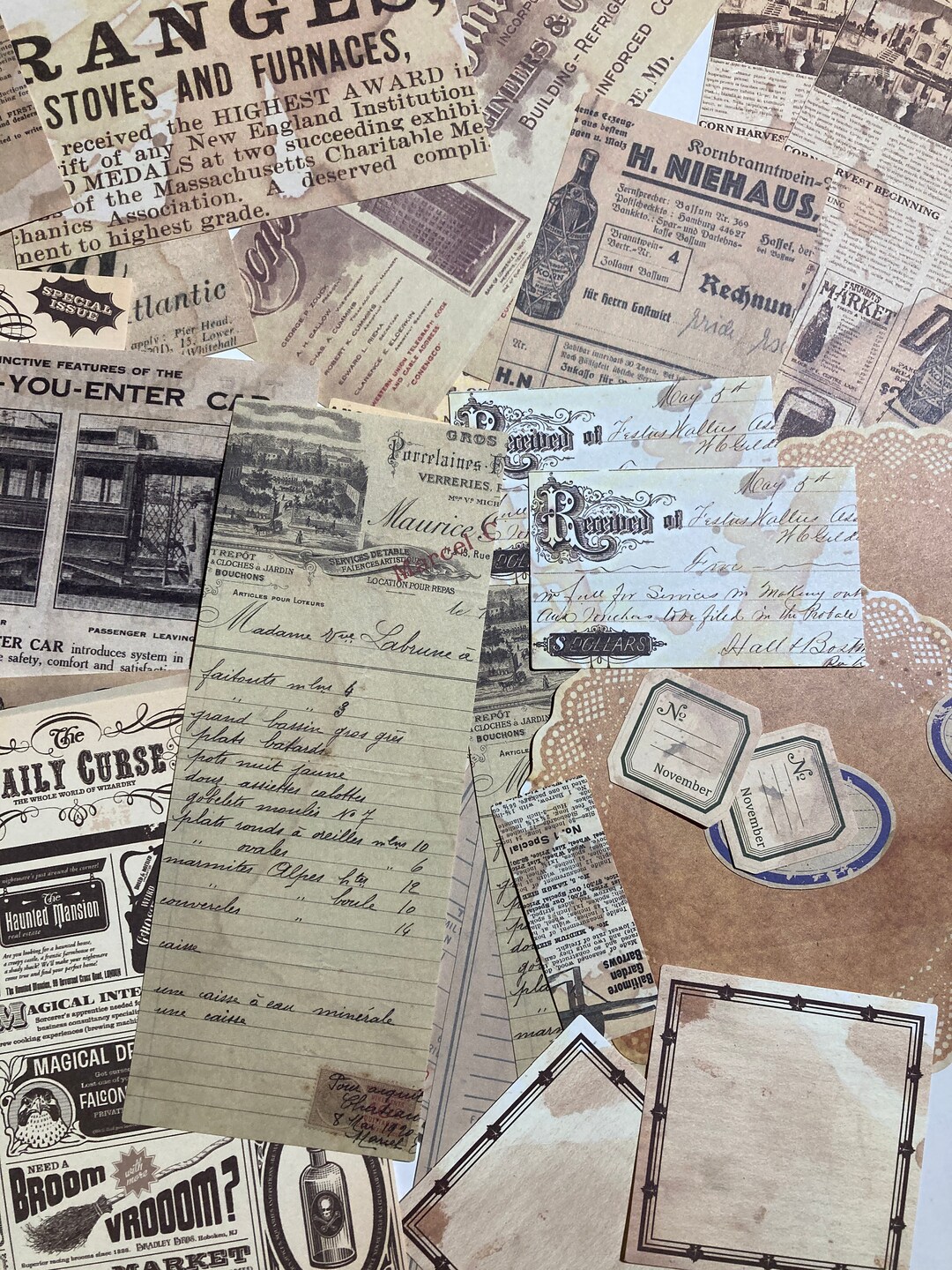 NEW!!! Huge Collage Vintage Paper Sheet ( Set of 40 ) Collages, Tags ...