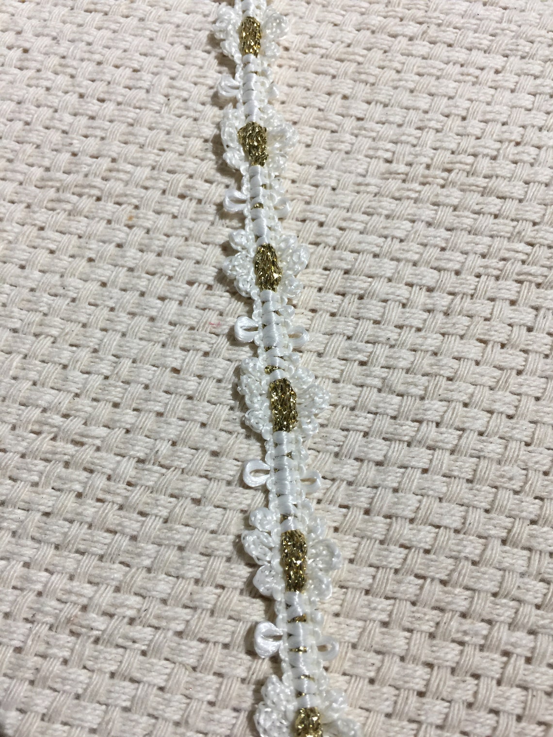 Narrow off White and Gold Metallic Trim Sewing | Etsy