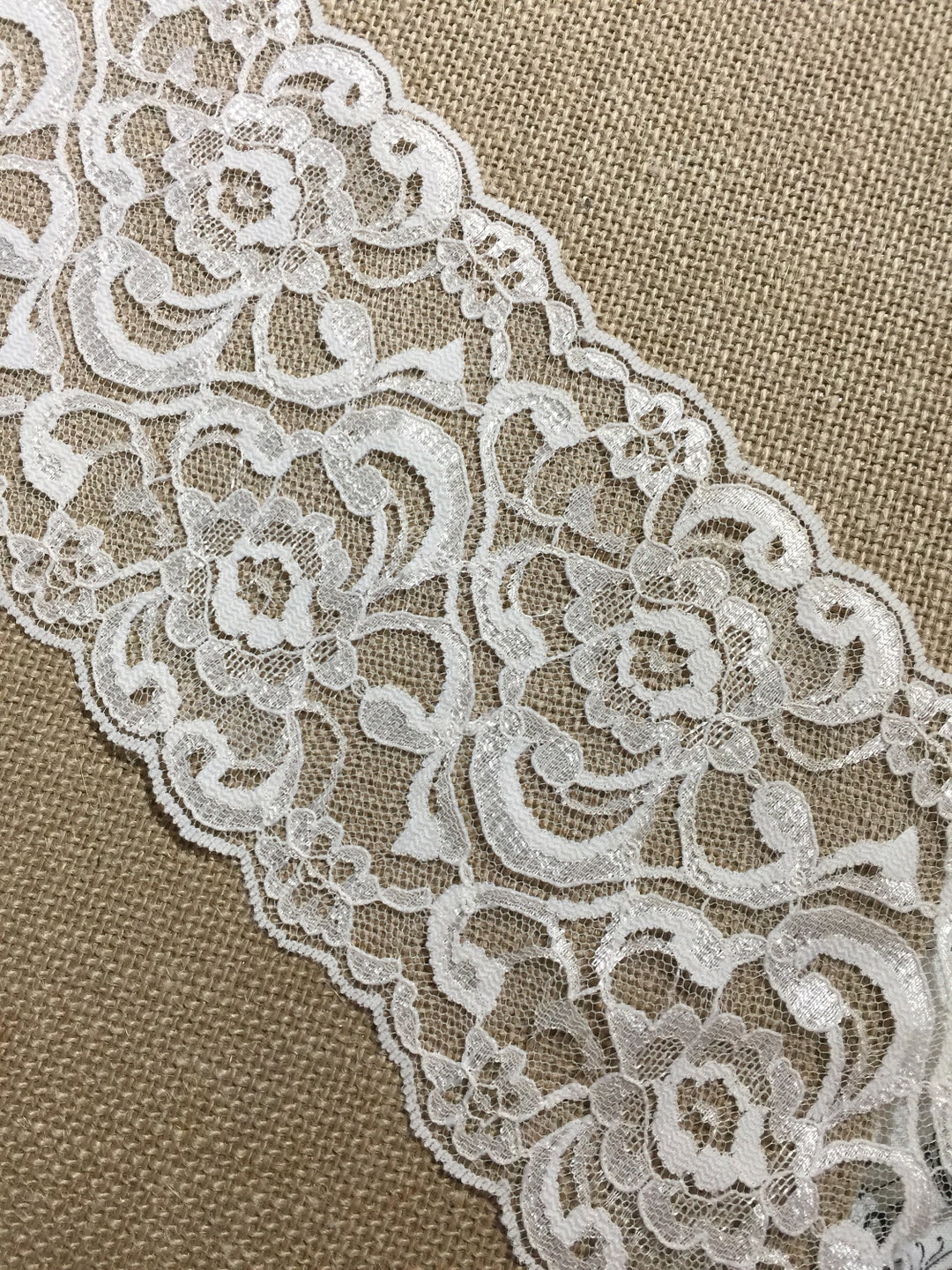 NEW!!! Beautiful Wide Ivory Floral Scalloped Lace Trim, Sewing ...