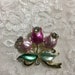 Beautiful Three Stem Roses Brooch With Rhinestones, Jewelry ...