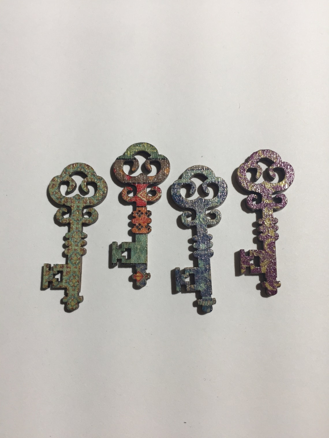 NEW Wooden Painted Skeleton Keys Embellishments - Etsy