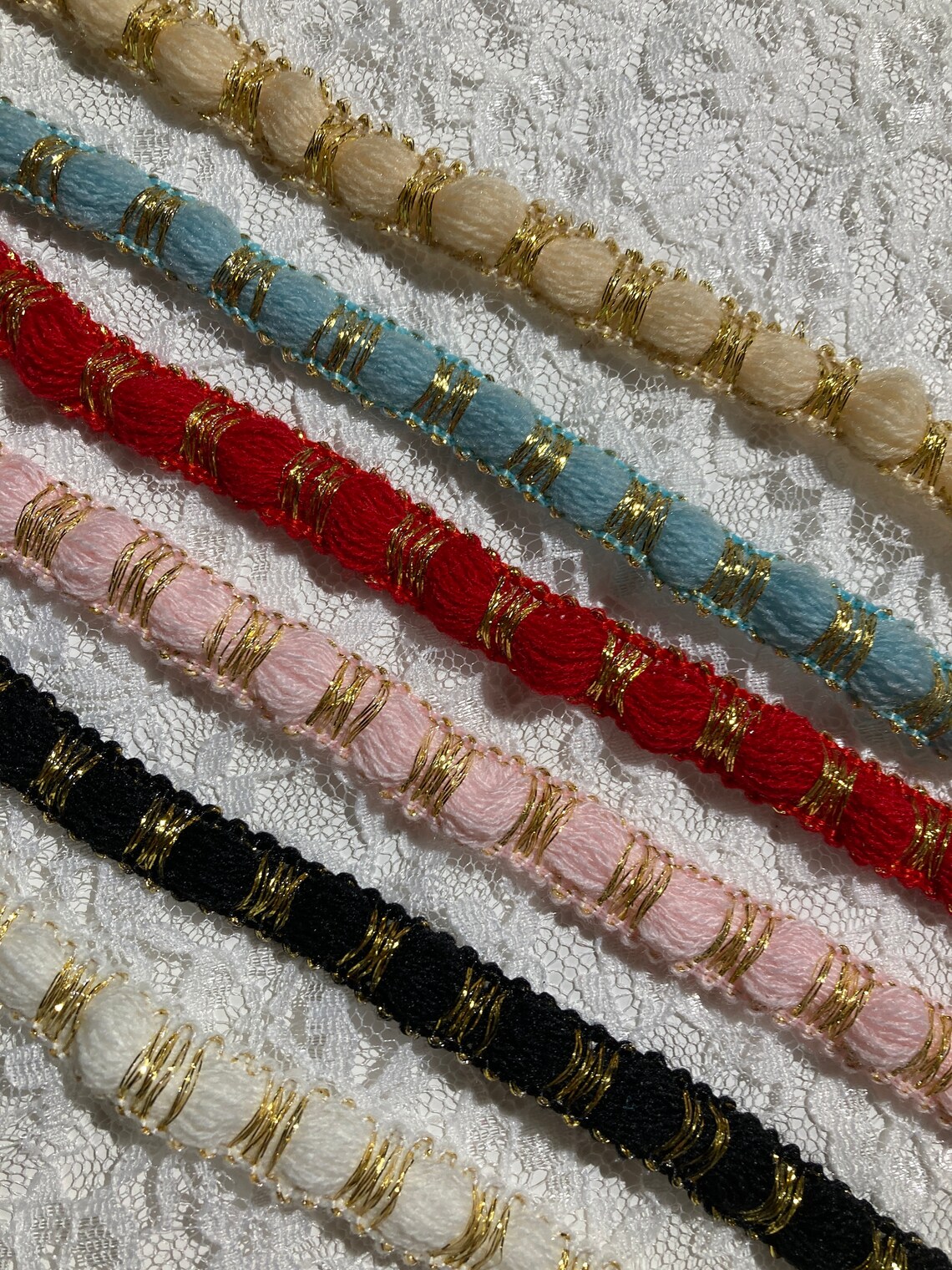 NEW!!! Fancy Braided Narrow Trims With Metallic Gold Treads, ( 1 Yard ...