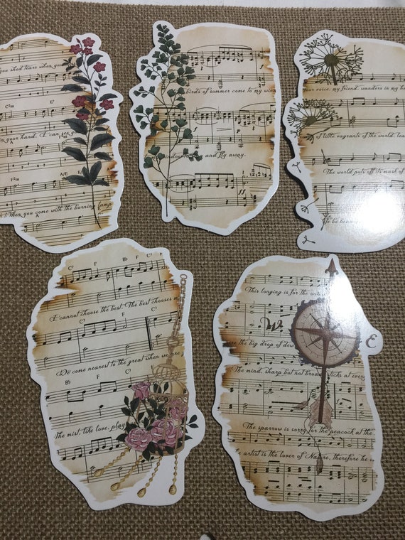 Large Vintage Music Notes Postcards 5 Pieces Stationery | Etsy