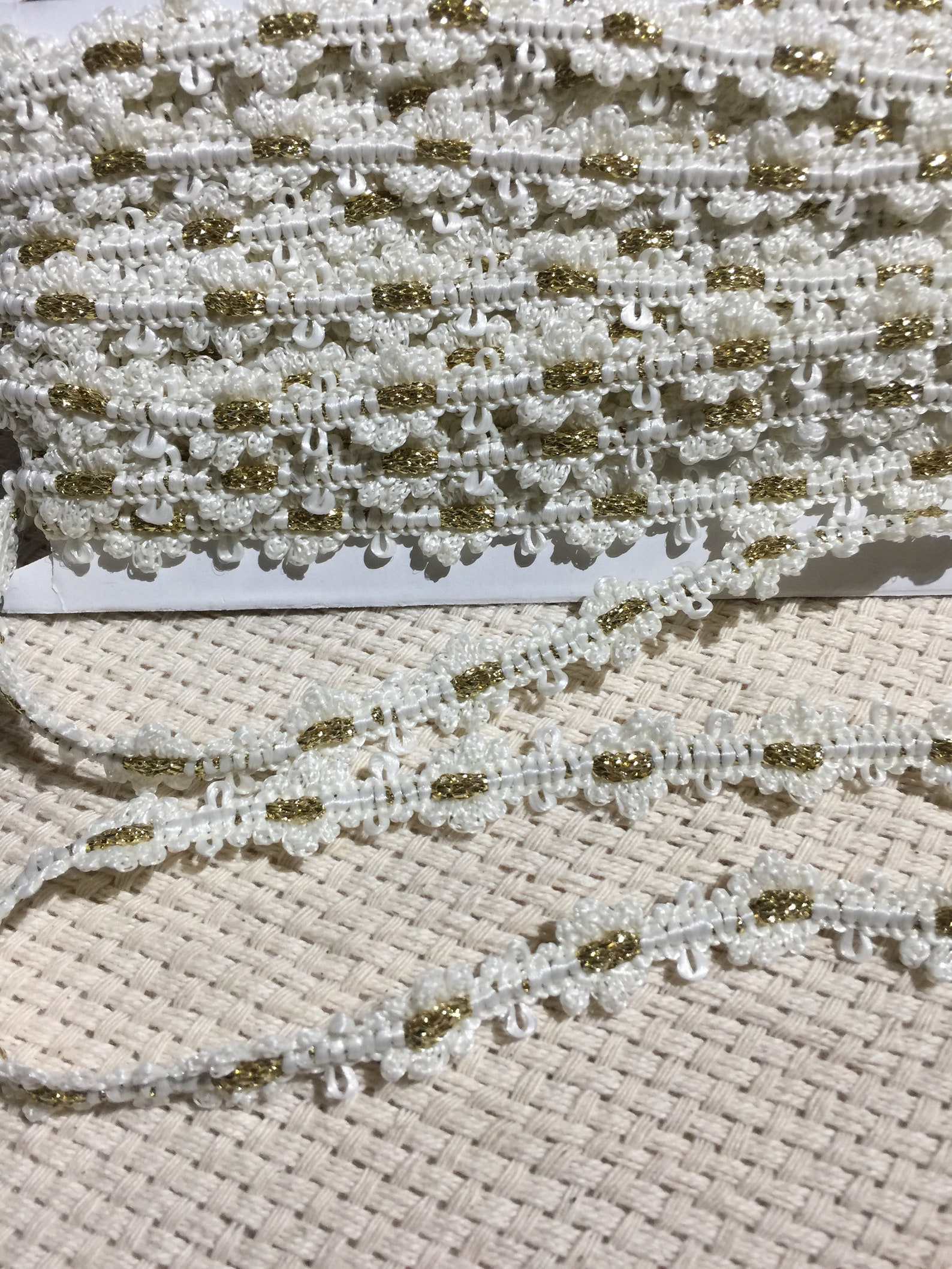 Narrow off White and Gold Metallic Trim Sewing | Etsy
