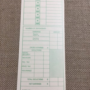 NEW!!! Vintage Style Time Cards Double - Sided, Embellishments ...