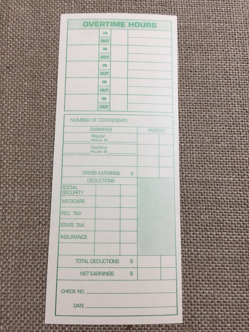 NEW Vintage Style Time Cards Double Sided - Etsy