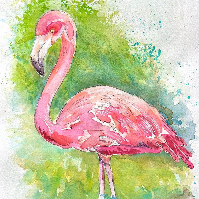 Flamingo Watercolor - Etsy