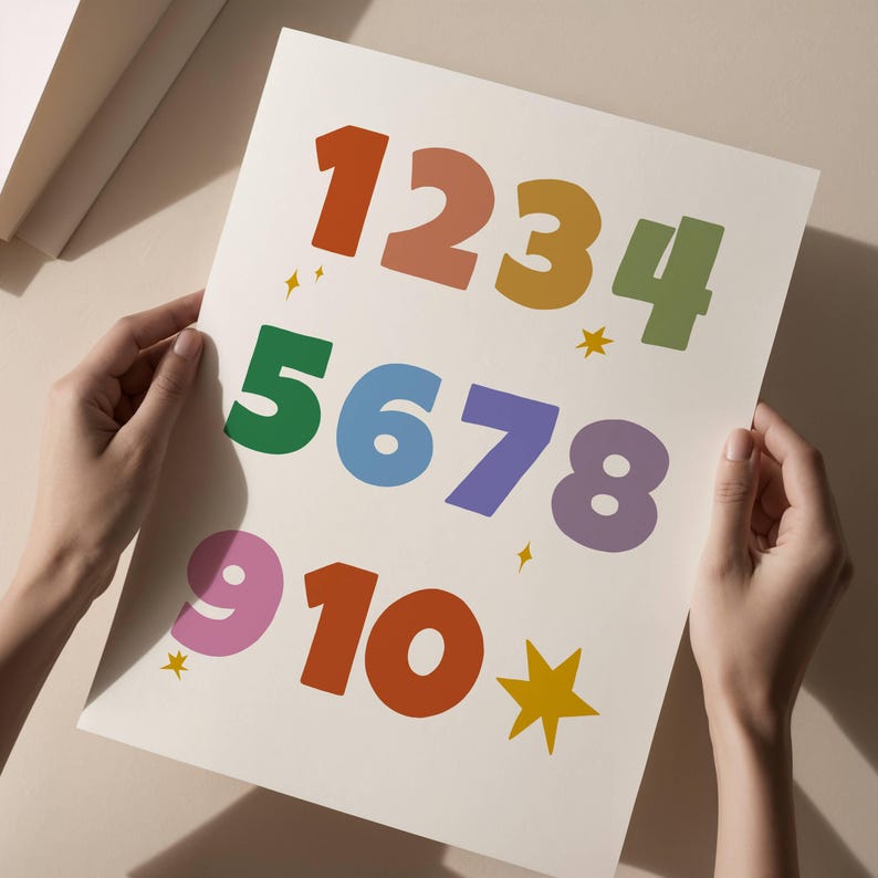 Colorful Numbers 1-10 Poster, Kids Educational Printable, Montessori ...