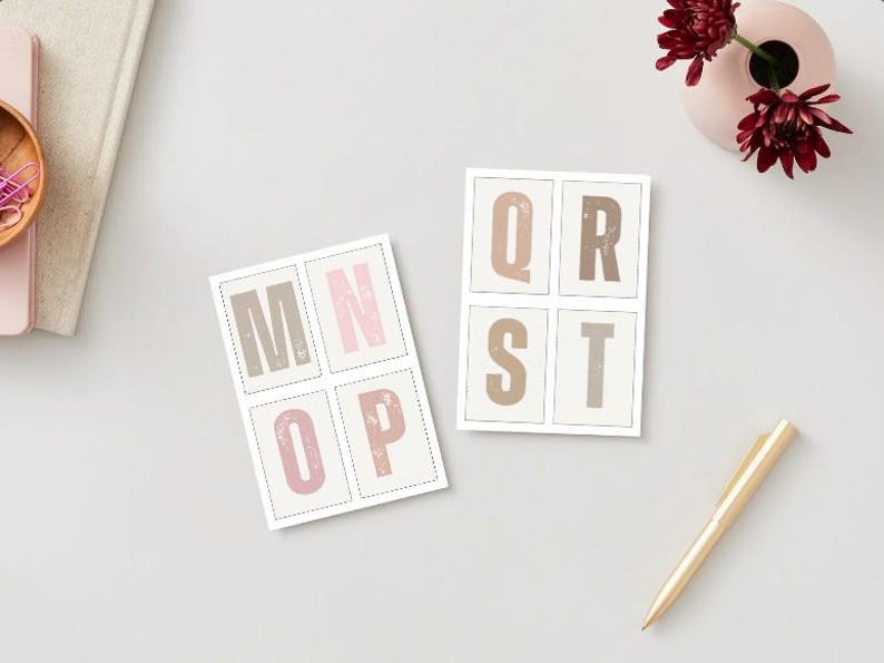 ABC Flashcards, Neutral Abc Printable Flashcards, Learning Alphabet and ...