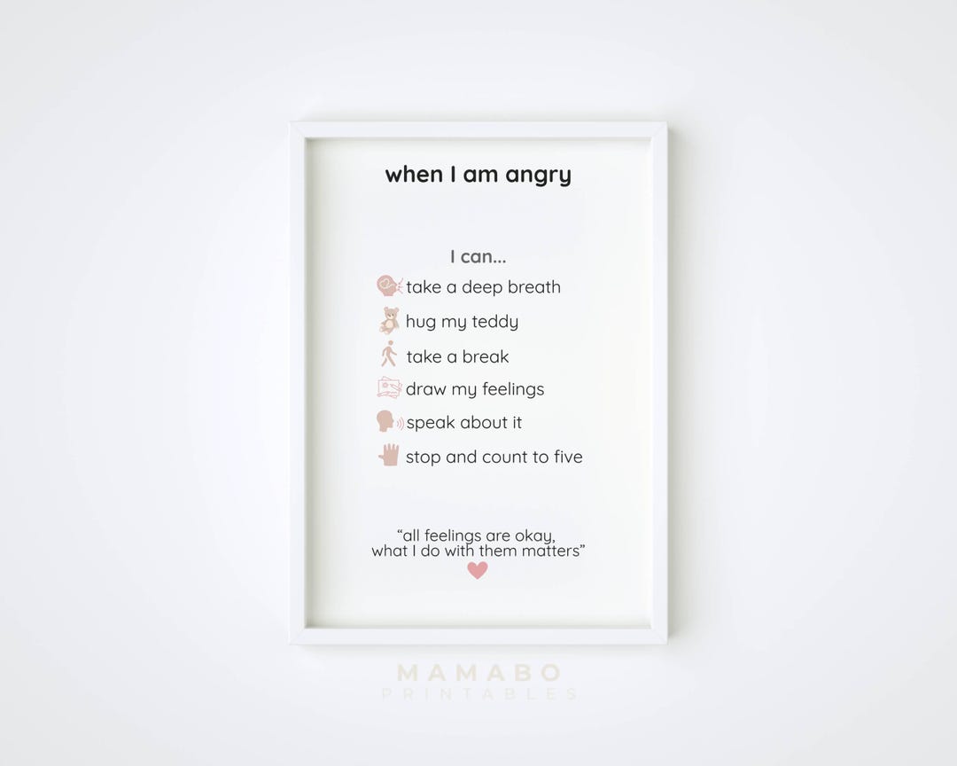 Calm Corner Poster, When I'm Angry, Calm Down Strategies for Kids ...