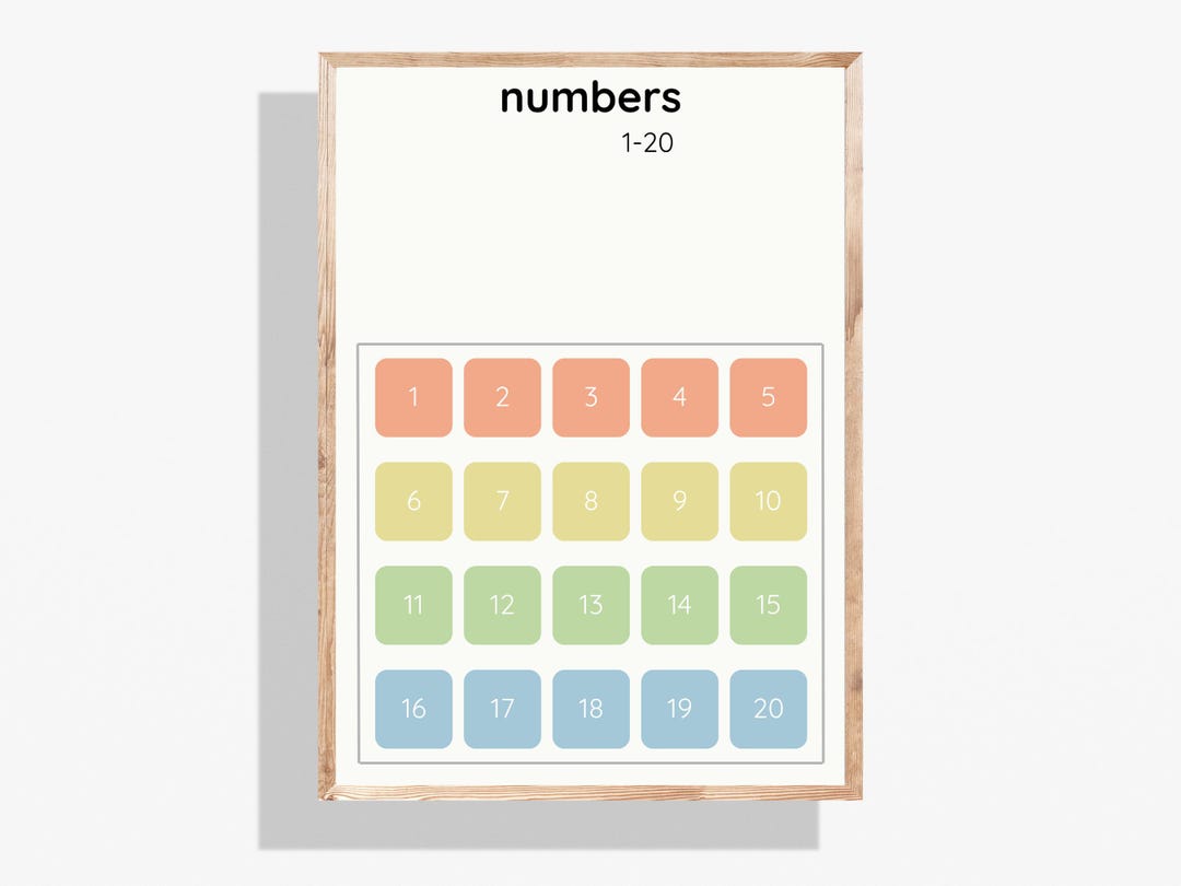 Numbers 1-20 Poster | Montessori Calm Numbers Chart | Counting Wall Art ...