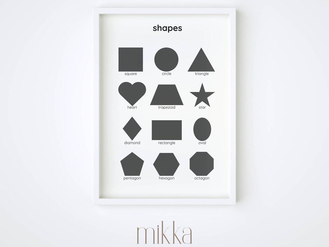 Montessori Shapes Poster, Neutral Shapes Print, Minimalist Shapes Wall ...