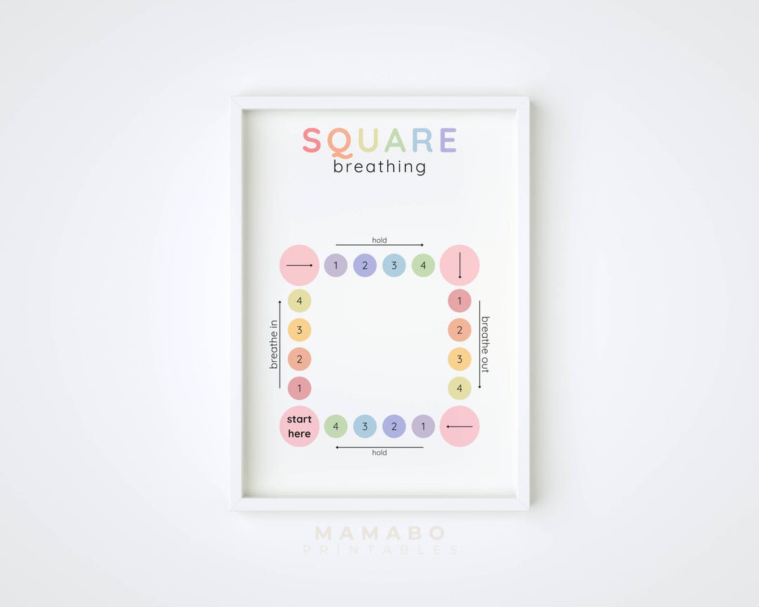 Box Breathing Poster, Calm Corner Printable, Montessori-inspired ...