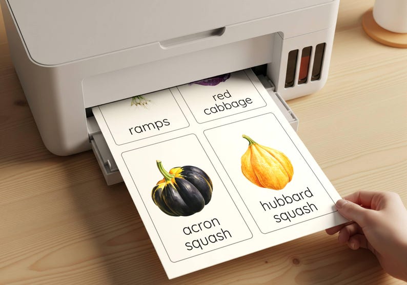 Vegetable Flashcards Printable, Watercolor Veggie Cards, Kids Food ...