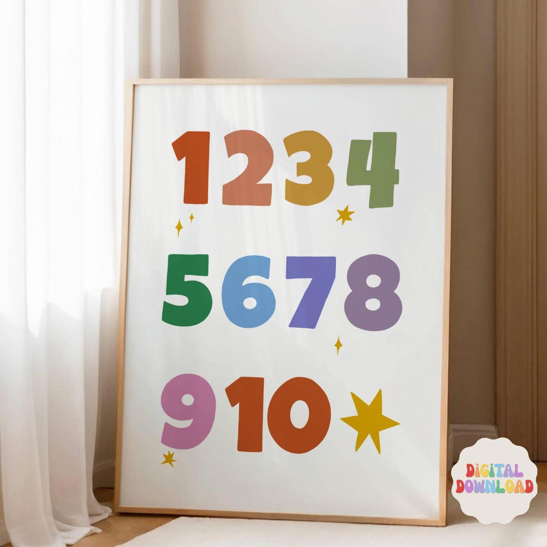 Colorful Numbers 1-10 Poster, Kids Educational Printable, Montessori ...
