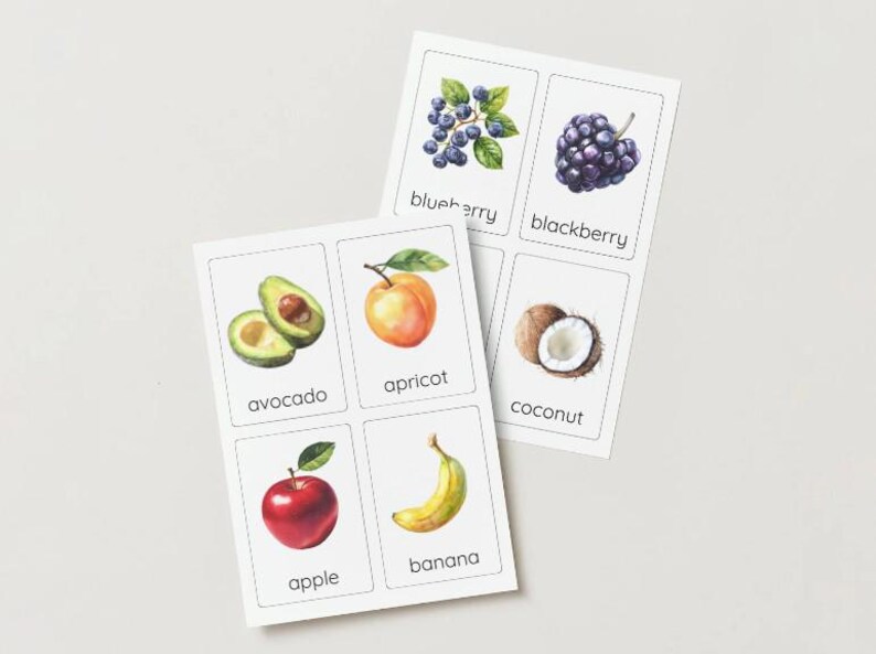 Fruits and Vegetables Flashcards Bundle, 120 Food Cards for Kids, Food ...