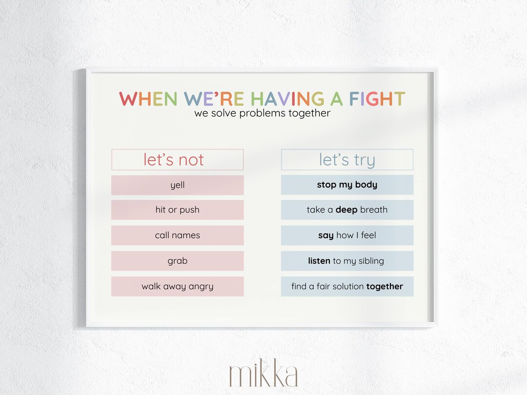 Conflict Resolution Poster for Siblings, Argument Solver, Brother ...