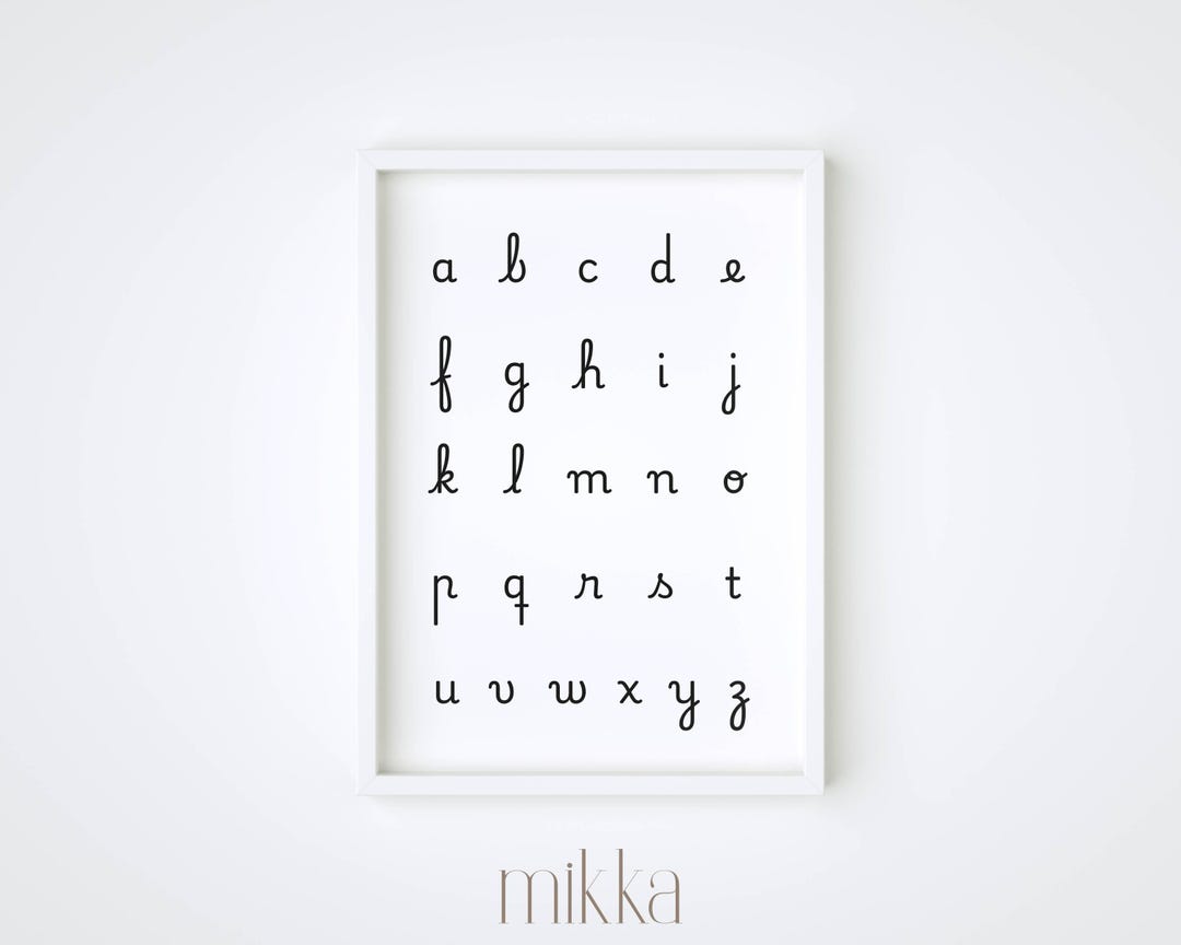 Lowercase Letters, Handwritten Alphabet Black and White, ABC Print ...
