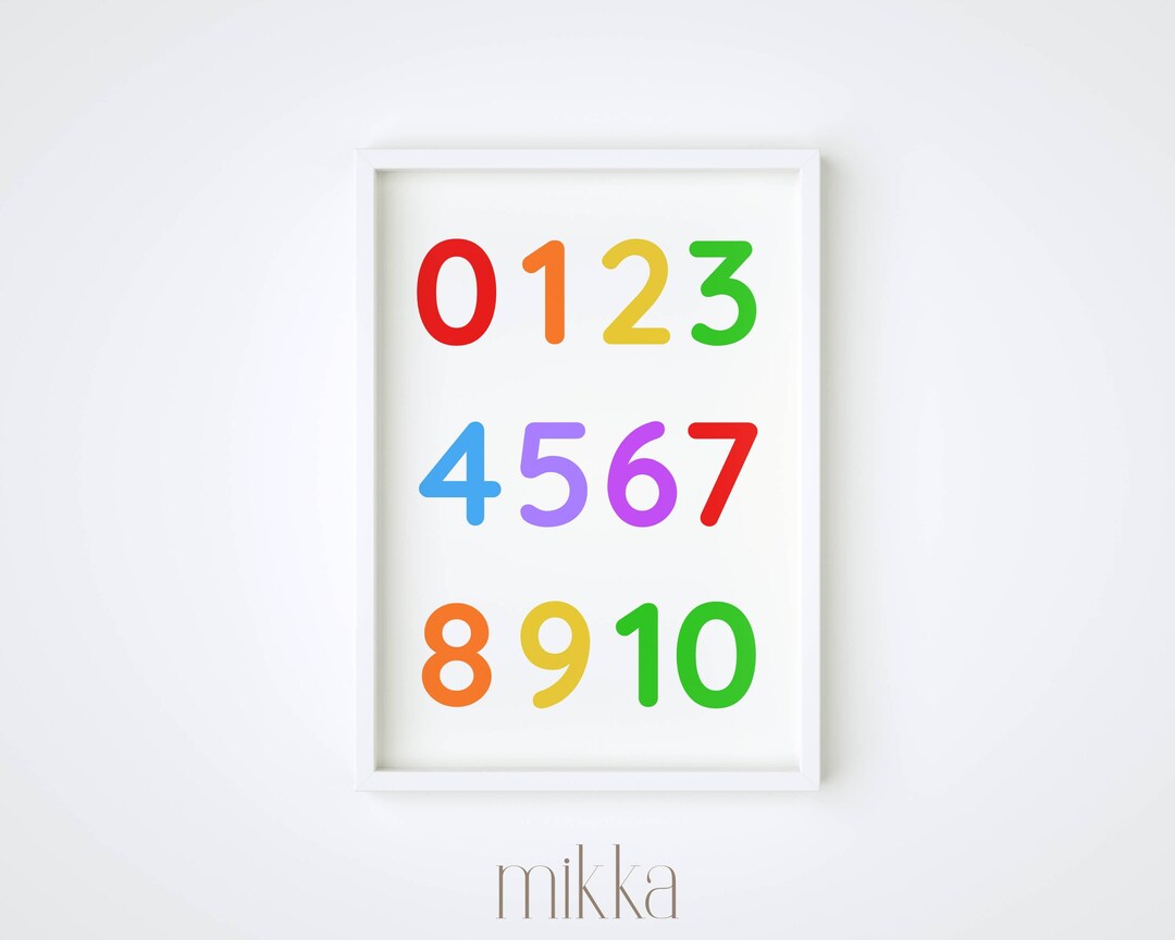 Numbers Poster 1-10, Learning Numbers, Early Math Print, Classroom and ...